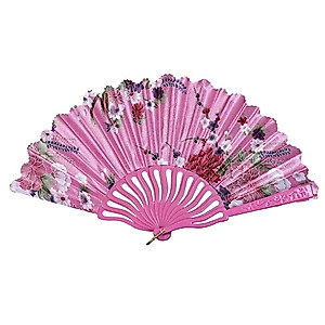 Hand Fan Folding Fan,Hand-held Fan,Wedding Folding Fan Chinese Style Dance Wedding Party Lace Silk Folding Hand Flower Fan Fans Hand Paper Folding Props Vintage Style