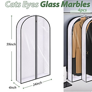 HAKACC 59" Garment Bags for Hanging Clothes, 4 Pack 4" Gusseted Garment Bags for Storage, Hanging Clothes Storage, Clothing Moving Bags