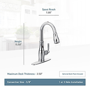 Moen 7185EC Brantford Motionsense Two-Sensor Touchless One-Handle High Arc Pulldown Kitchen Faucet Featuring Reflex, Chrome