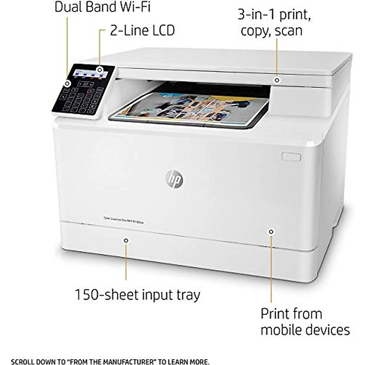 HP Color Laserjet Pro M180nw All-in-One Wireless Color Laser Printer, Mobile Printing & Built-in Ethernet, Works with Alexa (T6B74A)
