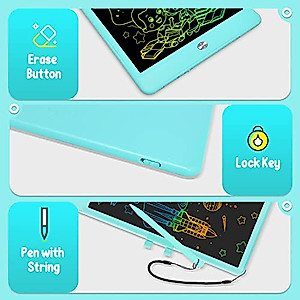 SIXGO LCD Writing Tablet, 2 Pack 10 Inch Colorful Drawing Pad for Kids, Reusable Doodle Board with Erase Button, Educational Gifts for 3 4 5 6 7 Years Old Toddler Boys Girls (Blue&Pink)