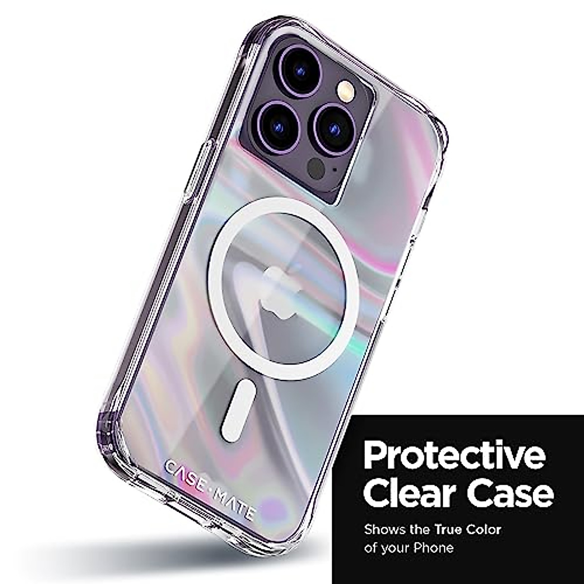 Case-Mate iPhone 14 Pro Case - Soap Bubble [10FT Drop Protection] [Compatible with MagSafe] Magnetic Cover with Iridescent Swirl Effect for iPhone 14 Pro 6.1", Anti-Scratch, Shock Absorbing