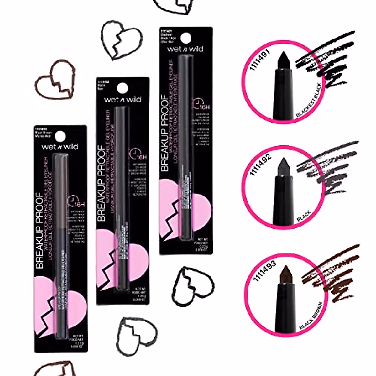 Wet n Wild Mega Last Breakup-Proof Liquid Waterproof Eyeliner Black, Brush Tip Pen, Quick Drying, Smudge Resistant, Long Lasting 16 Hour Wear, Precision Brush Applicator, Ultra Fine
