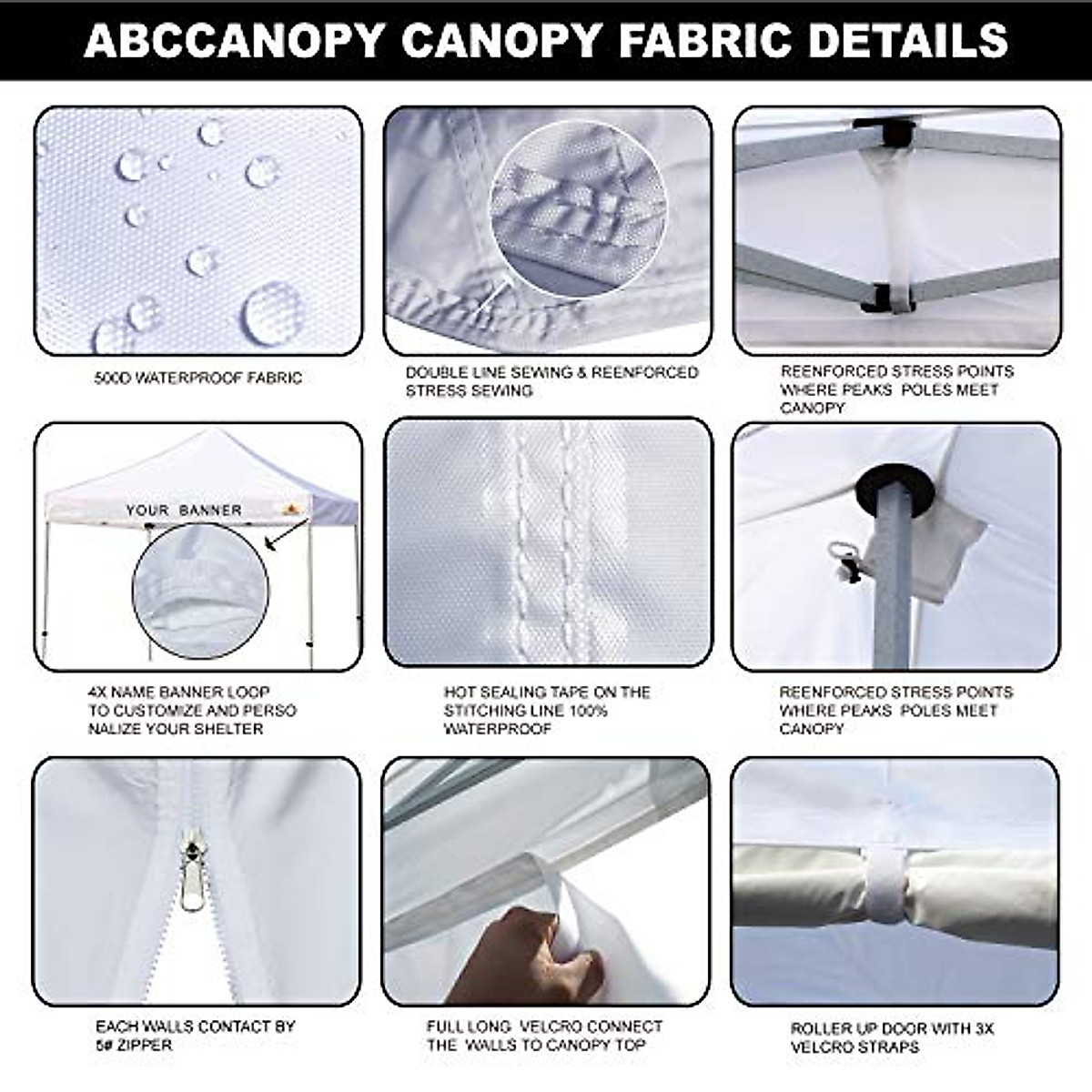 ABCCANOPY Outdoor Winter Gazebo 10x10, Premium Instant Pop Up Canopy Tent with Elegant Church Window,Snow and Rain Protection, Bonus Wheeled Bag,White