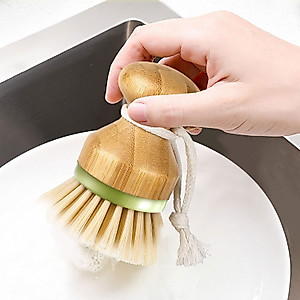 Dish Brush, Premium Dish Scrub Brush Set (Pack of 2), Made by Earth Friendly Recycled Materials, Durable Stiff Bristles Great for Scrubbing All Kinds of Pans, Baking Sheets and Cast Iron Skillet
