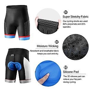 INBIKE Bike Shorts Men with Padding Bicycle Cycling Chamois Pants Tights 3D Padded Cycle Rider Biking Clothing Blue Large