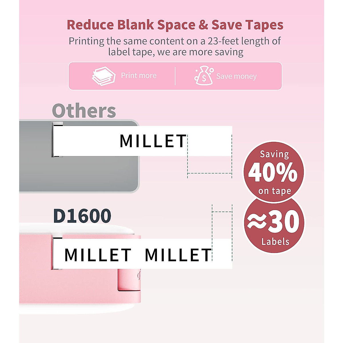 Vixic D1600 Bluetooth Label Maker (Comes with 4 Color Label Tapes) Bundle 6 Color Standard Label Tapes, 12mm (1/2 Inch), Compatible D1600 Label Maker