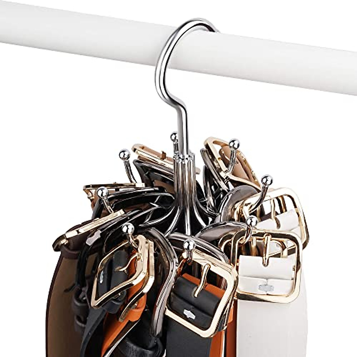 ZEDODIER Belt Hanger, Belt Rack Closet Accessories Organizer, Maximum 24 Storage Capacity, Hanging Holder Storage Hook for Belt, Bra, Tank Top, Tie, Scarf, Purse