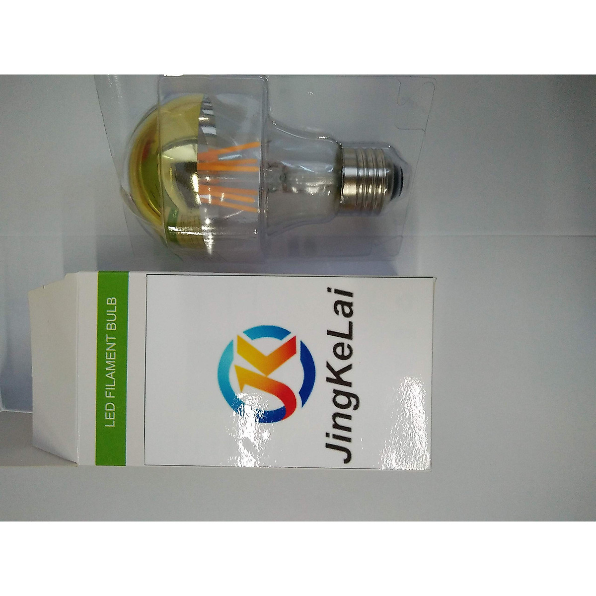 K JINGKELAI Half Chrome Light Bulb A60 6W(60W Equivalent) LED Filament Vintage Edison Bulb with Half Chrome Gold,for Home Lighting,Warm White 2700K,4 Pack