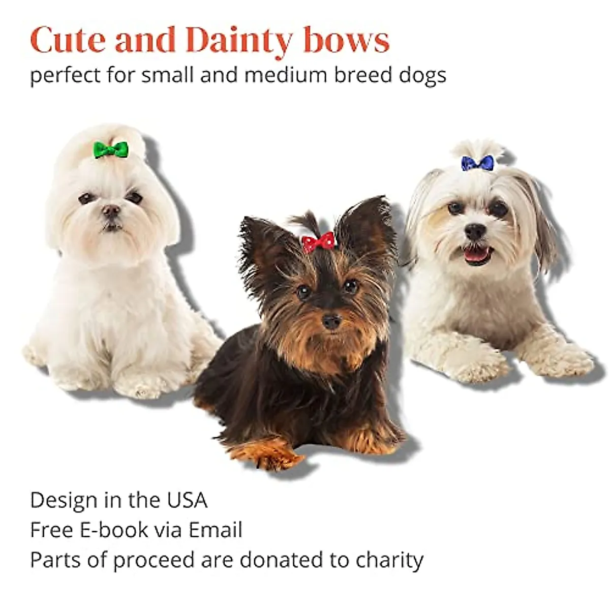 The Thoughtful Brand 50 Pcs Dog Bows with Rubber Bands (25 Pairs) - Durable Dog Hair Bows That Won’t Pull Your Dog’s Hair - Premium Dog Bows Girl Plus Bonus Grooming Comb, Cuter and better