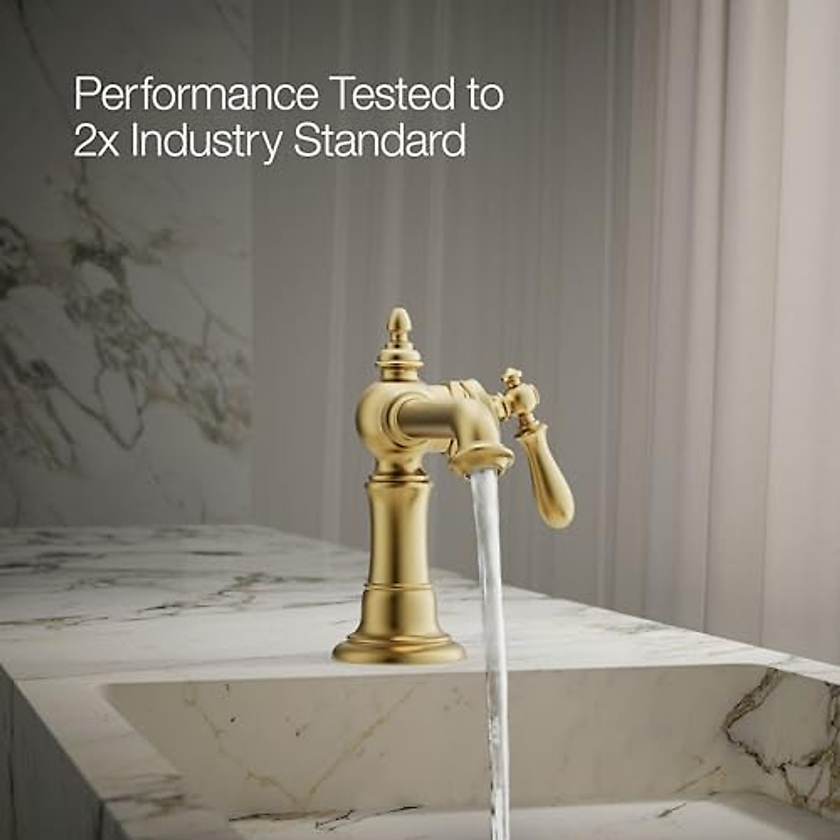 Kohler K-72762-9M-2MB Artifacts Single Handle Bathroom Sink Faucet, 1.2 GPM, Vibrant Moderne Brushed Brass
