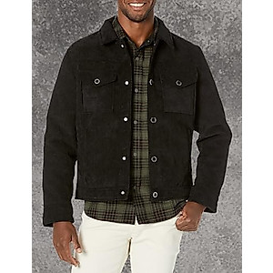 Karl Lagerfeld Paris Men's Faux Shearling Trucker Jacket, Sherpa Lined Black, Large