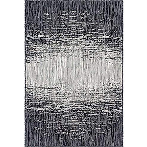 Unique Loom Outdoor Modern Collection Area Rug - Ombre (4' 1" x 6' 1" Rectangle, Charcoal Gray/ Ivory)