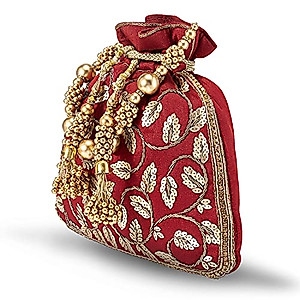 Aheli Indian Potli Bags for Women Evening Bag Clutch Ethnic Bride Purse with Drawstring