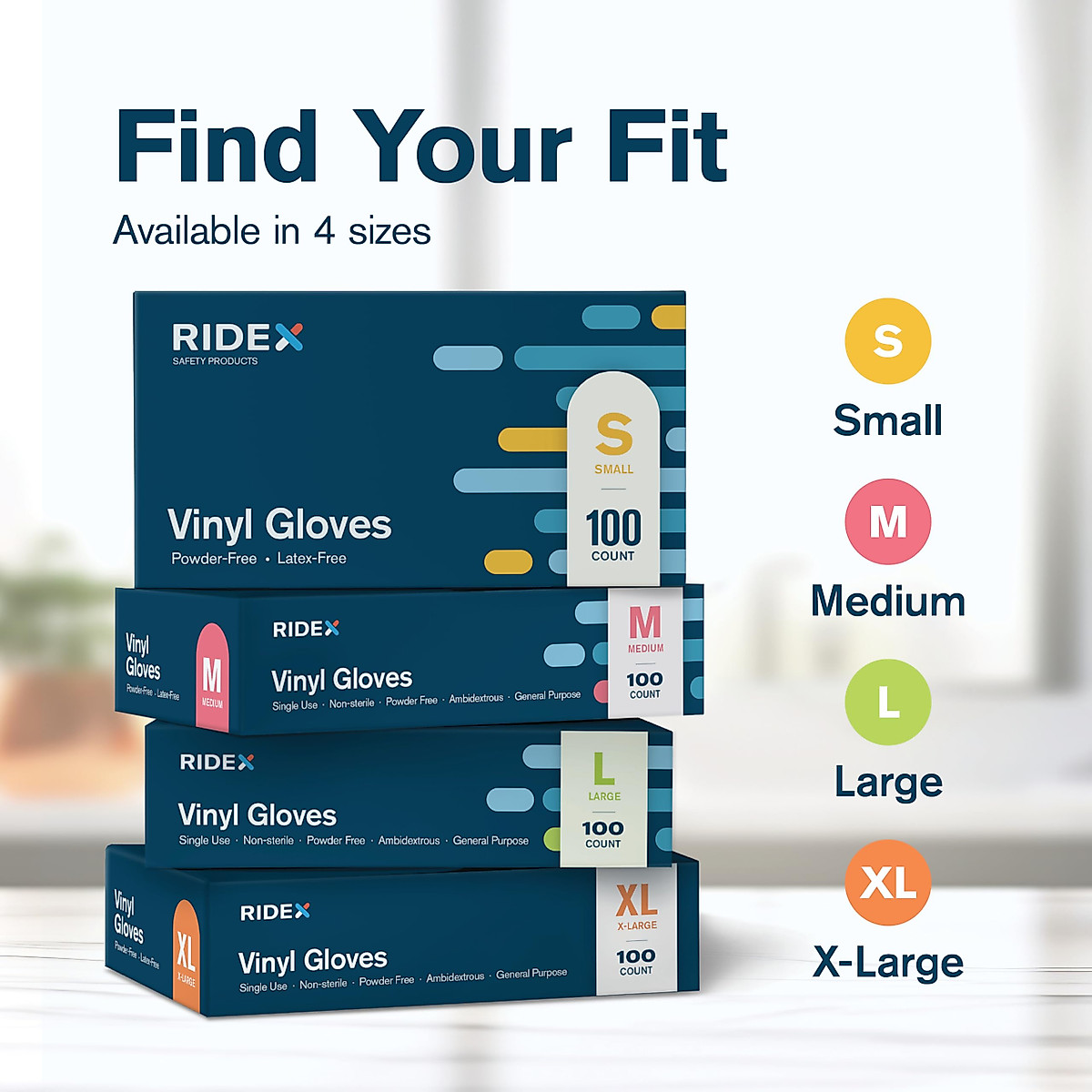 RIDEX Disposable Gloves Latex-Free Clear Vinyl Gloves [100-Count] Powder-Free All-Purpose Gloves, Dispenser Box Gloves 100 Pieces - Size Large Glove Medical