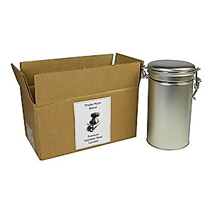 Thistle Moon 2 PC Metal Tea Coffee and Spice Tin Set – 12 Ounce Airtight Round Cannisters with Latch Lids – 6.5” x 3.6” Containers for Tea, Herbs, or Seasoning Storage