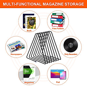 PATIKIL Triangle Desktop File Holder Rack Metal Vinyl Record Stand Holder Office File Organizer Triangle Bookshelf Decor for Desk Home Office Decor Black