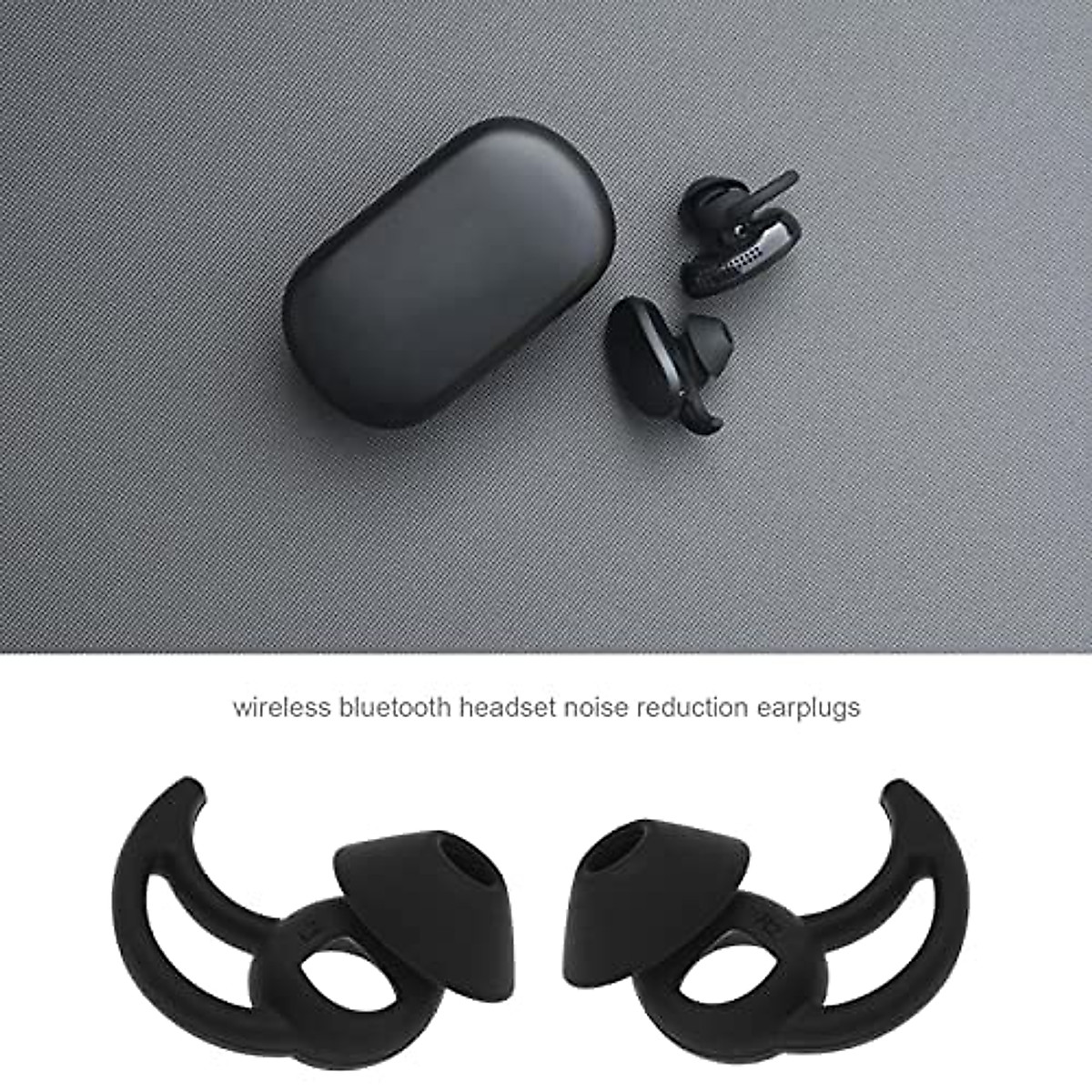 3 Pairs Earbuds Cover Silicone Earhooks Ear Loops in-Ear Earbuds Tips with Wings Compatible with Bo-se QuietComfort and Sport Earphones S M L Black