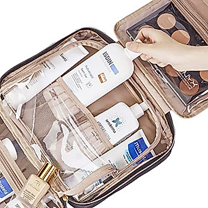 NISHEL Travel Toiletry Bag for Women Large Capacity, Travel Essentials Organizer, Hanging Makeup Case for Accessories, Cosmetics, Toiletries, Black