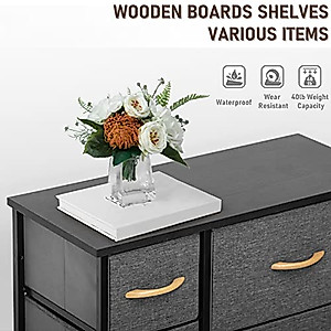 VredHom Fabric Dresser Storage Organizer, 9 Drawers Dresser Fabric Storage Closets Storage Units Organizer Tower Steel Frame Wooden Top for Bedroom, Hallway,Nursery, Entryway