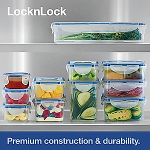 LocknLock Rectangular Food Containers with Lids Set of 3 - Plastic Airtight & Watertight Food Storage Containers, BPA Free & Dishwasher Safe, 3 x 1L, Blue