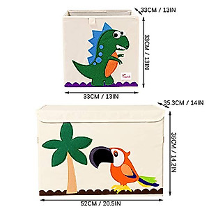 SITAKE 2 Pcs Foldable Animal Toy Storage Box/Bin/Cube, Collapsible Storage Organizer Chest Basket Container for Kids, Toddlers, Boys and Girls(13 x 13 x 13 Inch, Tiger & Koala)