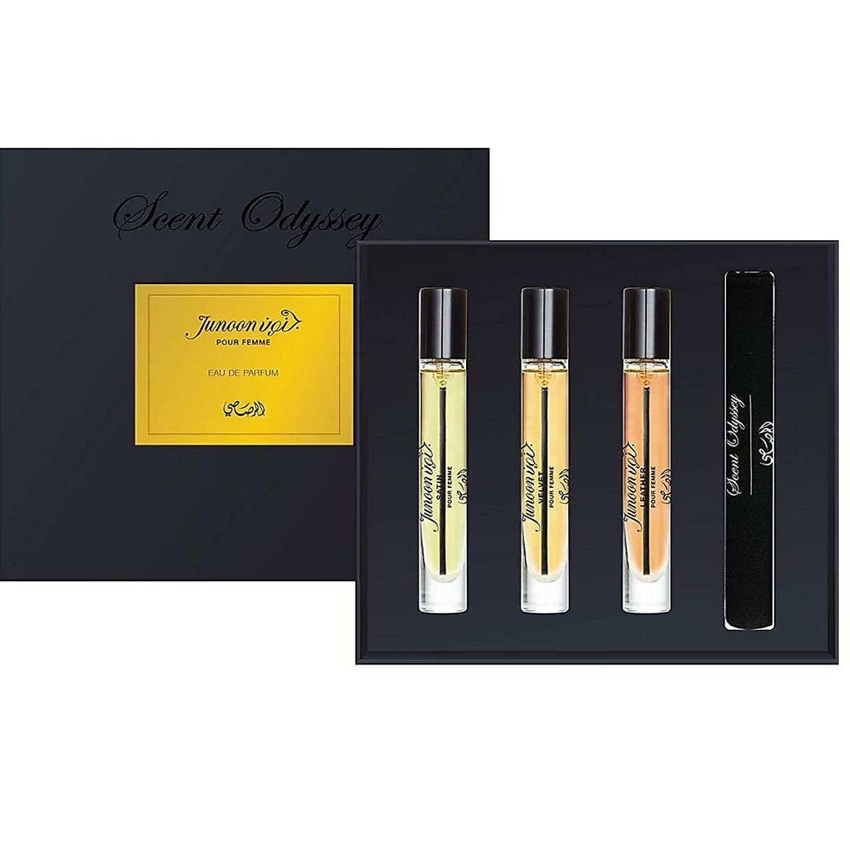 RASASI Scent Odyssey Junoon Pour Femme Collection - 7.5ML in Set of 3 | Experience this Series of Sophisticated Modern Orientals | Velvet, Leather, and Satin
