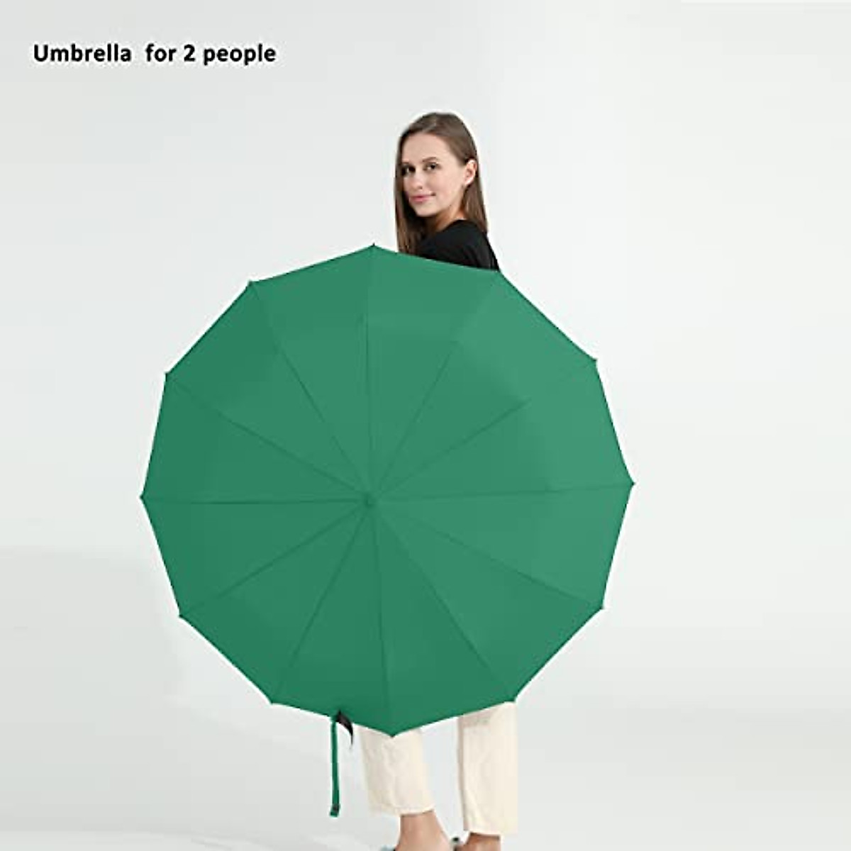 BAODINI Umbrella for Rain Windproof Travel Compact Automatic Folding Umbrella for Men-Women's Big Umbrella for Car Backpack (90-Dark green)
