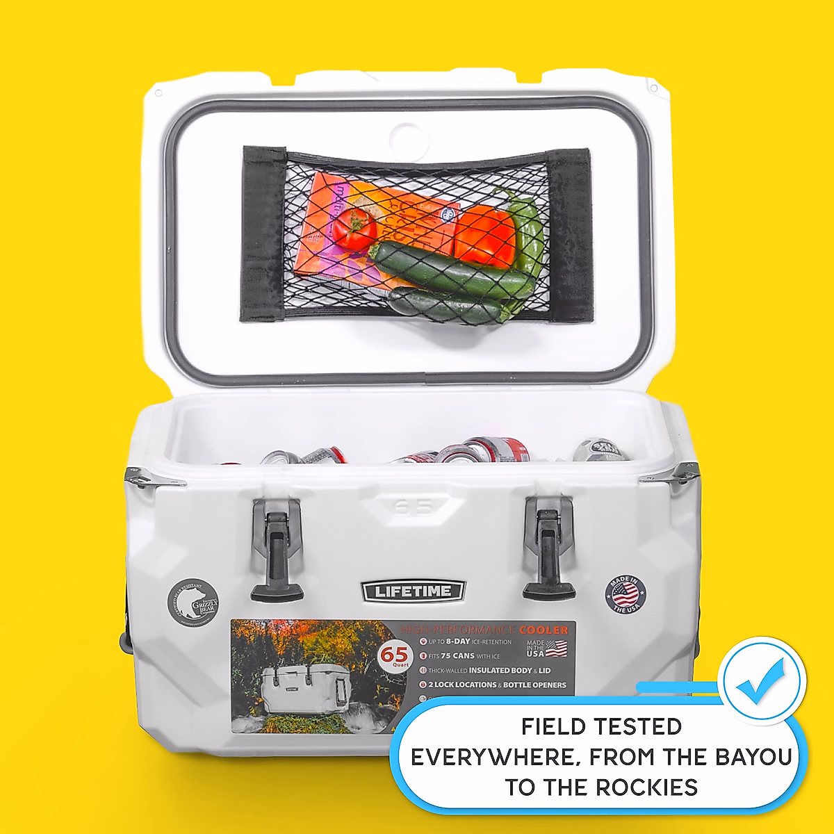 Cooler Net for Dry Storage and Organization - Compatible with YETI, RTIC, Igloo, Coleman, Lifetime, Pelican Ice Chests - Works with Cooler Lights, Wheel Kits, RTIC Cooler Accessories, and More