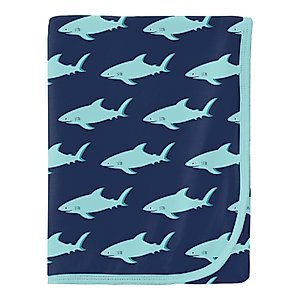 KicKee Pants Print Swaddle Blankets, Silky Soft Baby Blanket, Sized 40” x 29” (Tropical Fish - One Size)