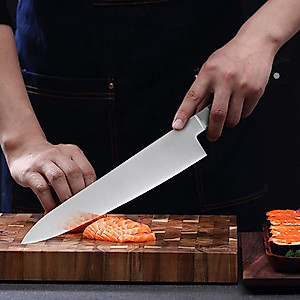 Hendiy Chef Knife,Professional 8-inch Kitchen Knife with Ergonomic Handle for Family & Restaurant,Ultra Sharp Stainless Steel Multi-Purpose Meat Knife,Fruit knife with Gift Box(Black)