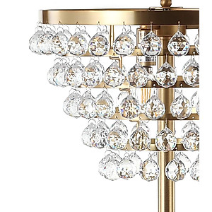 JONATHAN Y JYL9005B Jemma 60" Crystal/Metal LED Floor Lamp, Contemporary, Modern, Transitional, Elegant, Office, Living Room, Family Room, Dining Room, Bedroom, Hallway, Foyer, Brass Gold/Clear
