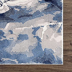 Abani Rugs Regal REG110A Blue Grey Marble Ice Design Area Rug