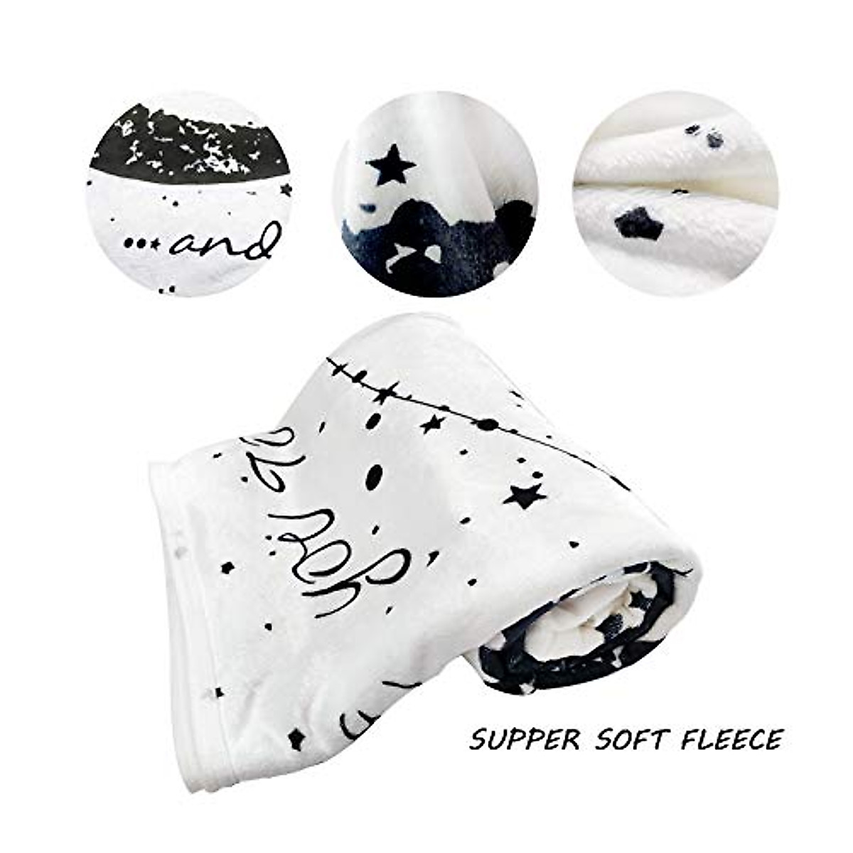 Baby Monthly Milestone Blanket Moon - Neutral Personalized Month Blanket for Boy Girl Newborn Soft Plush Fleece Photography Background Bonus Felt Milestone Number Set Large