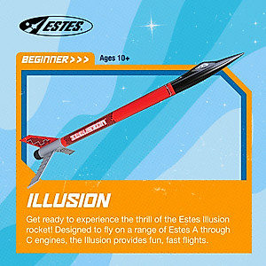 Estes Illusion Flying Model Rocket 7299| Snap Together Beginner Kit | Soars up to 1125', Mulitcolor