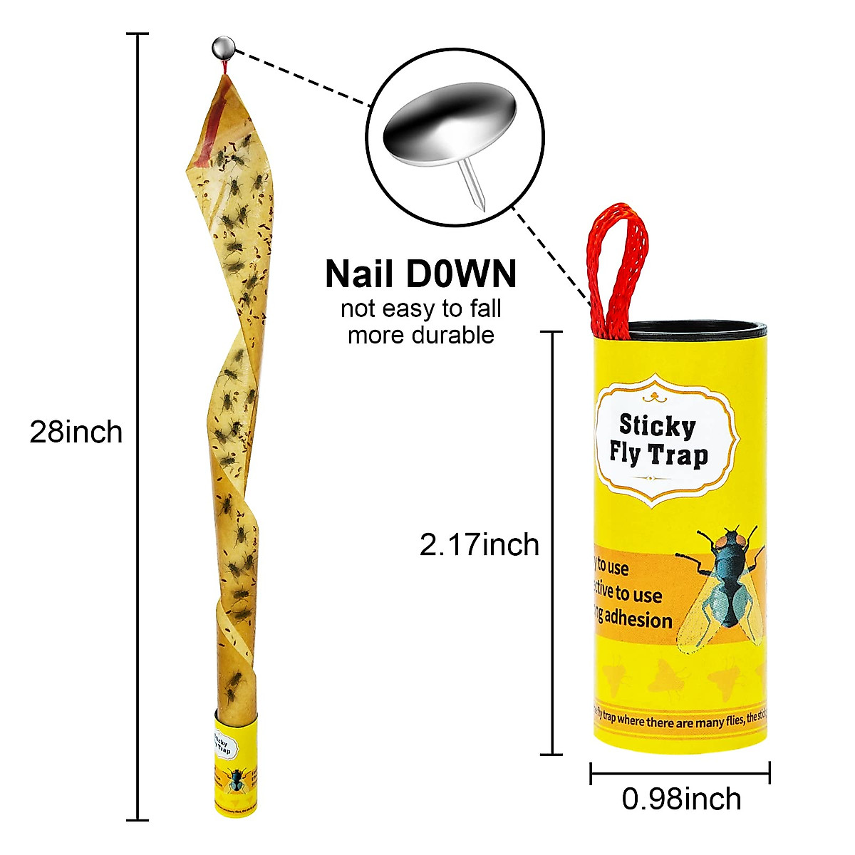 40 Pack Fly Strips, Sticky Fly Trap Indoor/Outdoor Hanging, Fly Ribbon Tape Paper, Gnat Killer Traps Catcher for Fruit Flies, Bug, Insect, Pest, Mosquito