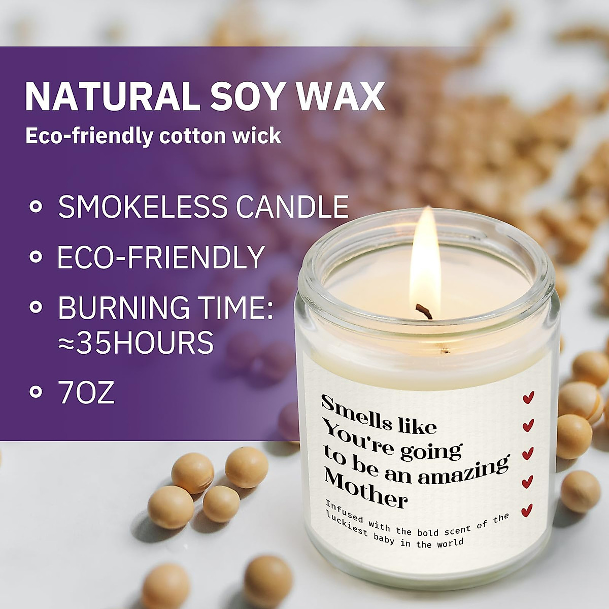 GiltGlimmer New Mom Christmas Gifts - Mom to Be Gift for First Time Moms, Pregnancy Must Haves Soy Wax Lavender Scented Candle, Pregnancy Gifts for Expecting Mom, Wife, Friend, Sister