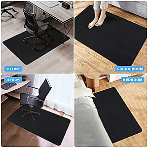 JOENIE Office Chair Mat for Hardwood & Tile Floor, 47"x35" Computer Desk Chair Floor Mat, Easy Glide Low-Pile Rug, Large Anti-Slip Multi-Purpose Floor Protector for Work, Home, Gaming (Black)