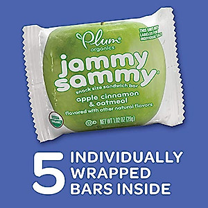Plum Organics Kids Jammy Sammy Apple Cinnamon & Oatmeal, 1.02 Oz, 5 Pack