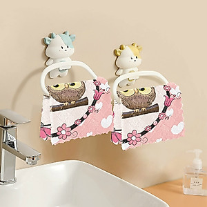 VIGTRO Mother Day Pink Owls Kitchen Dish Towels Super Absorbent, Premium Dish Cloths Towels, Cute Heart Washable Fast Drying Dish Rags Reusable Cleaning Cloth 11x11 6 Pack