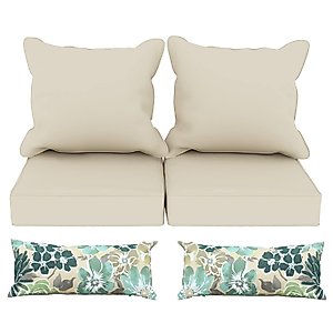 BPS Sofa Cushion 24' x 24' Patio Furniture Outdoor Deep Seat Single Chair Back Olifen Fabric Slipcover Sponge Foam