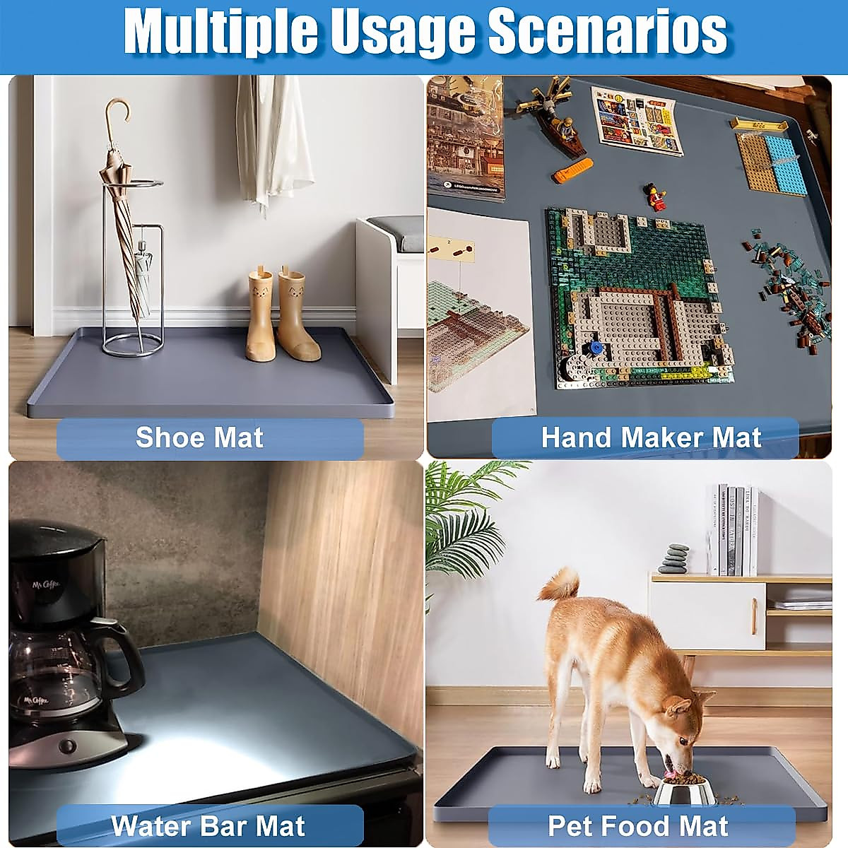 Dishwasher Drain Pan Mat, Portable Dishwasher Silicone Mat with Raised Edge, Small Dishwashers Drip Pan Dishwashers Tray for Leaks, Non-Slip Waterproof Protector Pad, 23.6''x23.6''