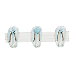 Beachcombers 3 Sandal Hooks On 1 Coastal Plaque Sign Wall Hanging Decor Decoration for The Beach 18" x 6" x 3 Multi