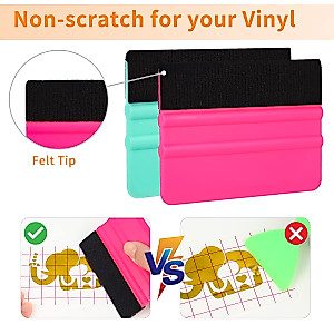 Squeegee for Vinyl - 2Pack Felt Squeegee Tool, Craft Adhesive Vinyl Cricut Scraper for Car Film Wrap, Sign Making, DIY Crafting, Window