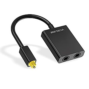 VCELINK Optical Cable Splitter Fiber 1 in 2 Out Toslink Splitter, 24K Gold Plated Connectors for CD Player, DVD Player, Digital TV, Receiver, Sound Bar, Amplifier (Black)