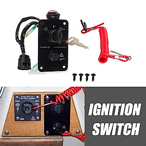 Wztepeng 704 12V Single Engine Key Ignition Switch Panel Main Switch Panel Assembly Compatible with Yamaha Outboard Yacht Replace 704-82570-08-00