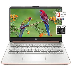 HP 2022 Newest 14 inch HD Laptop Computer, Intel Celeron N4000 up to 2.6 GHz, 4GB DDR4, 64GB eMMC Storage, WiFi, Webcam, HDMI, Bluetooth, 1 Year Microsoft 365,Windows 10 S, Rose Gold +HubxcelCables