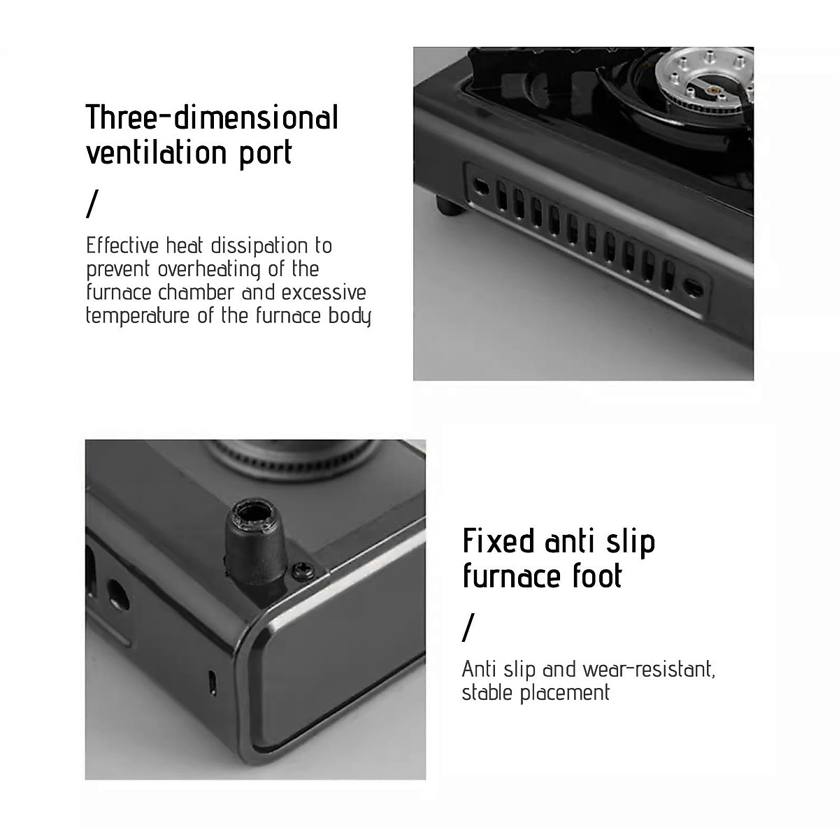 Portable Butane Stove | Single Burner Gas Stove | Camping & Backpacking Essential | Emergency Stove | High Performance | Double Wind Guard Burner (Black)