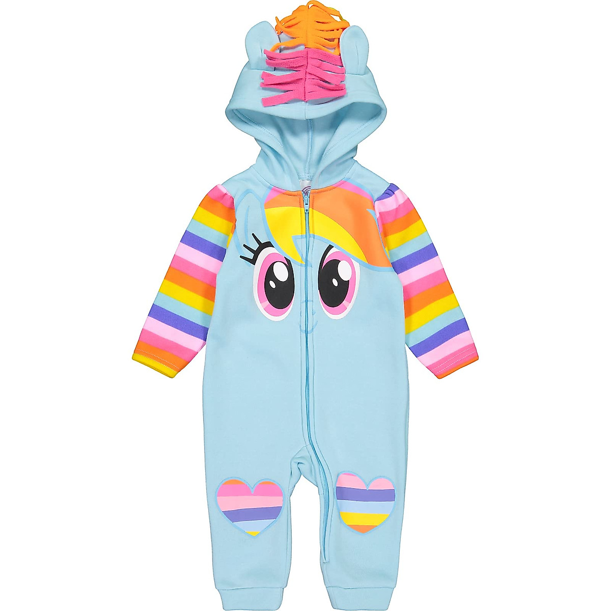 My Little Pony Rainbow Dash Toddler Girls Fleece Zip-Up Hooded Costume Coverall Blue 3T