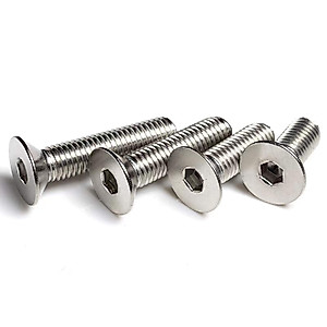 50 Pcs M5-0.8 x 12mm Flat Head Socket Cap Screws Bolts, Stainless Steel 18-8 (304), Bright Finish, Allen Socket Drive,Machine Screws Inner Hex Screw Fasteners Bolts
